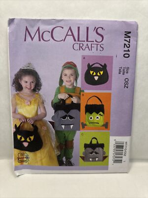 McCalls M7210 7210 Craft Halloween Trick or Treat Bags Pattern *Uncut ...