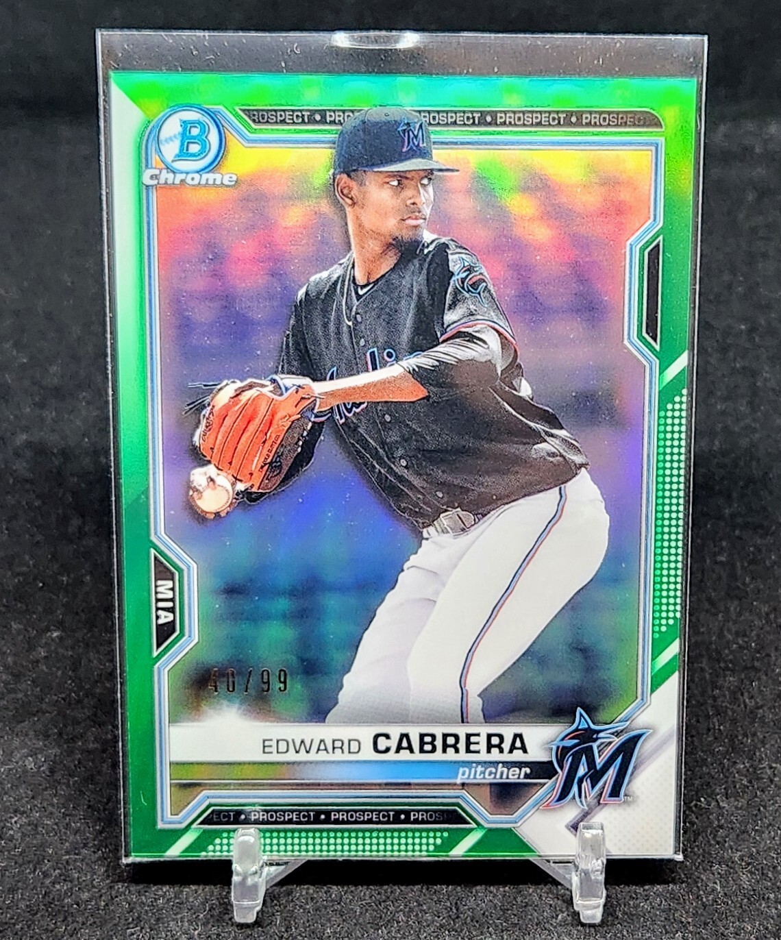 MLB Bowman Chrome Edward Cabrera Rookie Card #BCP-141 Marlins RC GREEN ...