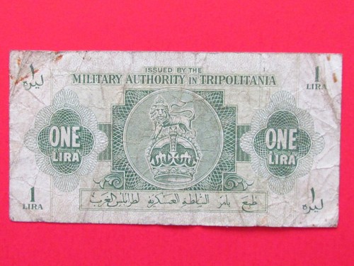 LIBYA BRITISH ( 1943 RARE ) ONE LIRA BEAUTIFUL RARE HIGH COLLECTABLE ...