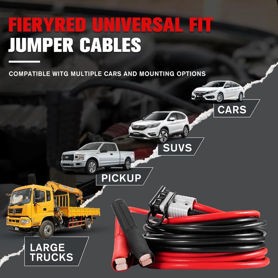 1 Gauge 30FT 1500A Heavy Duty Jumper Cables Quick Connect Booster Car ...