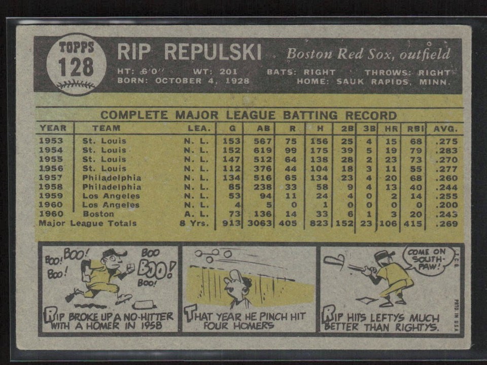 1961 Topps #128 Rip Repulski - EX/EX+ Set Break! | eBay