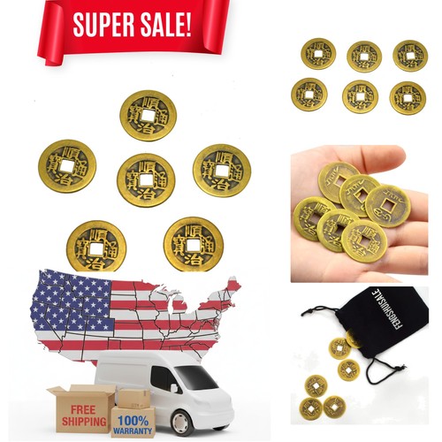 6pcs/Set Brass Chinese Feng Shui I Ching Divination Coins for Success ...