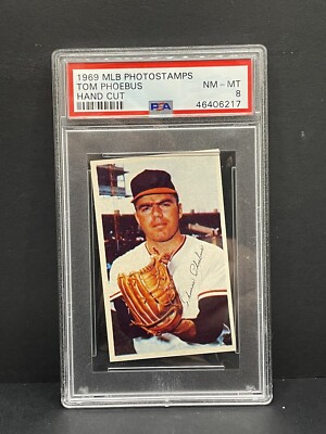 1969 MLB Photostamps Tom Phoebus HAND CUT - PSA 8 NM-MT Pop 2, 5 Higher ...