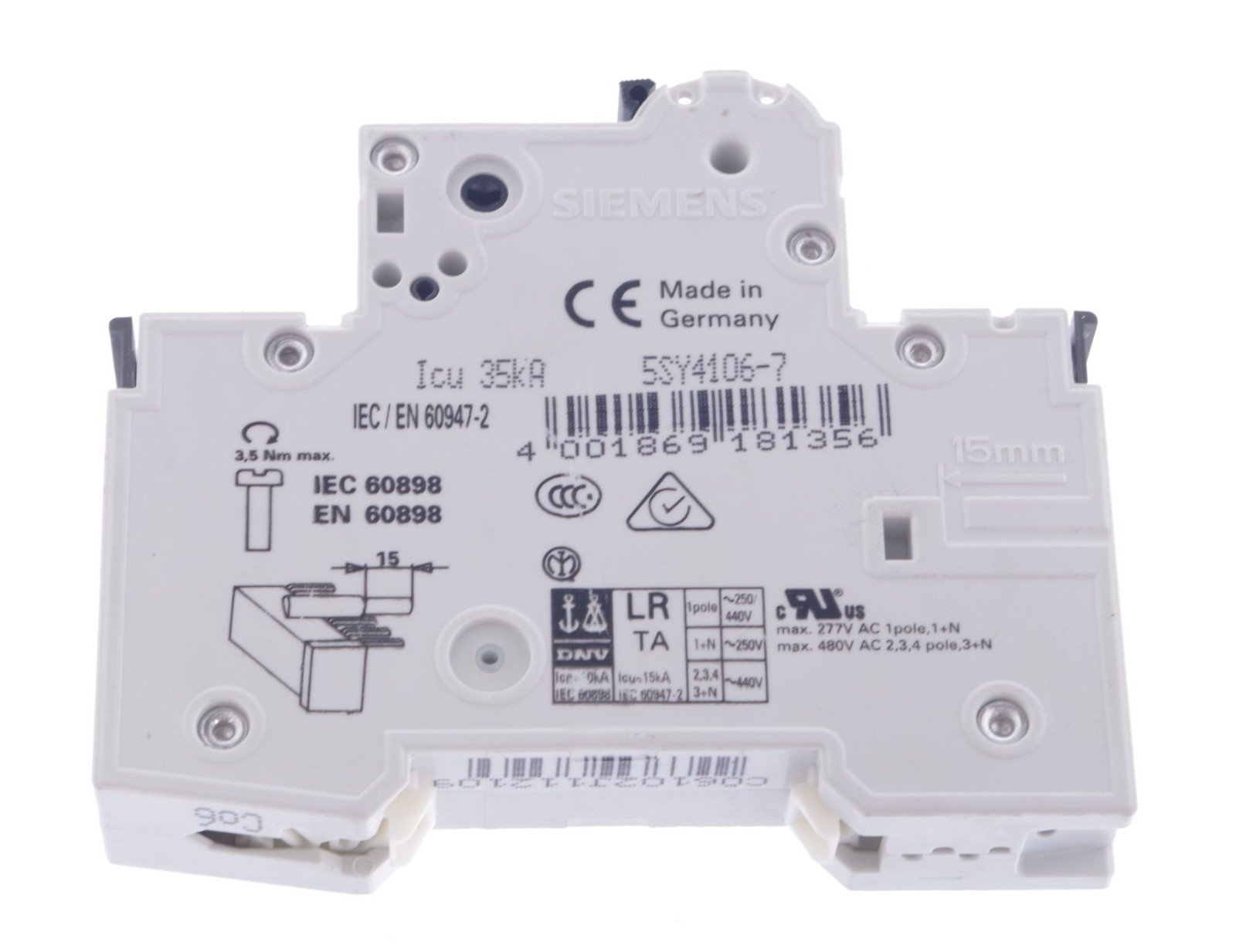 SIEMENS C6 5SY41 MCB 5SY41MCB 5SY4106-7 5SY41067 FUSE CIRCUIT BREAKER ...