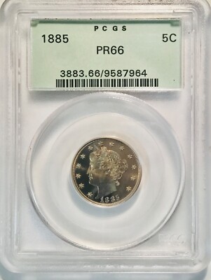 1885 5C PR66 PCGS-ONLY 29 IN HIGHER GRADE-MINTAGE 3790 PCGS GREEN LABEL ...