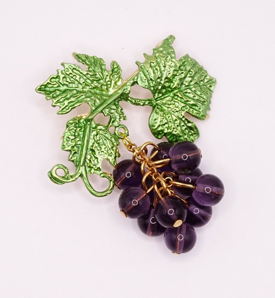 Enamel Grapes Grapevine Wine Fashion Brooch Pin Brand New FREE P&P ...