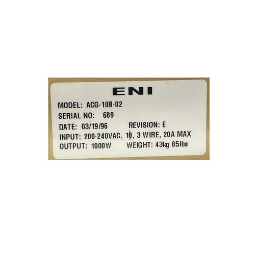 Acg-10b Eni Acg-10b-02 RF Generator 1000w MRC Eclipse Star Tested ...