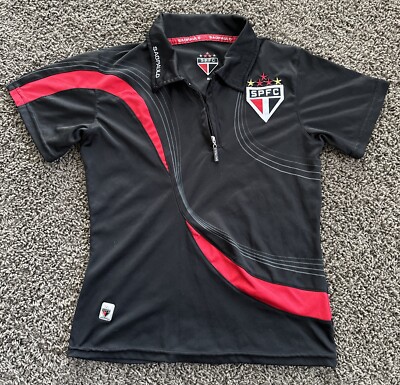 SPFC Sao Paulo FC Black 1/4 Zip Soccer Jersey Tricolor Youth Size ...