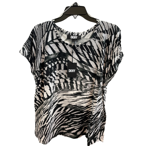 DKNY XL Black & White Print Top - Women's Blouse | eBay
