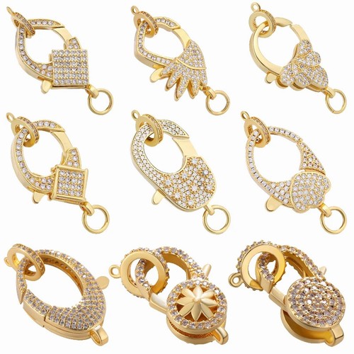 Juya 18K Gold Plated CZ Lobster Clasps – Decorative Closure Fasteners ...