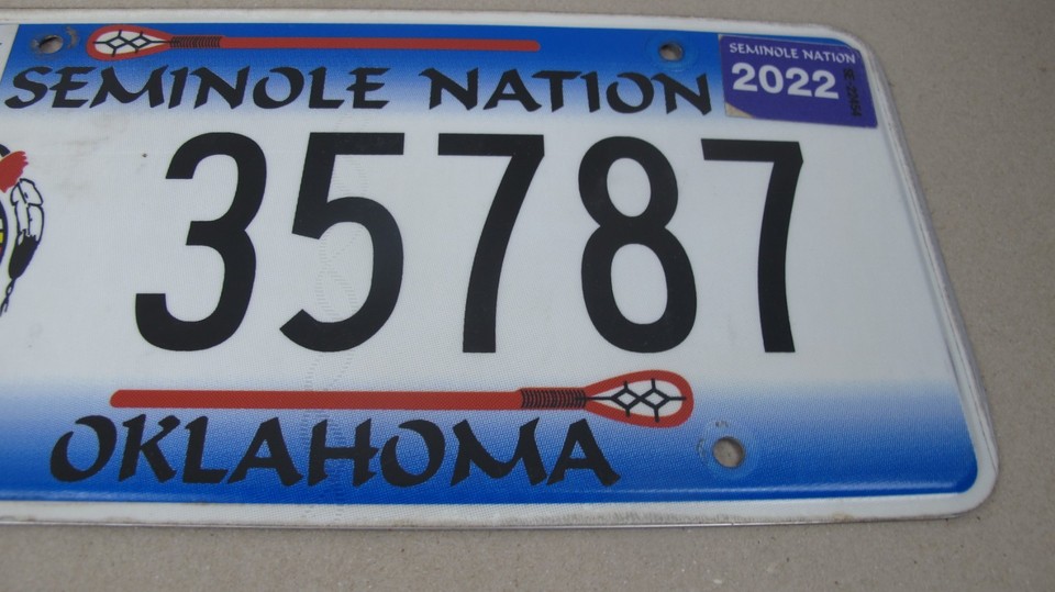 OKLAHOMA flat US licence/number plate Seminole Nation/Native America ...