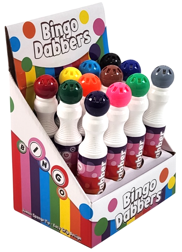 12 Bingo Dabbers Large Felt Markers Mixed Pens Ticket Dobbers Different ...