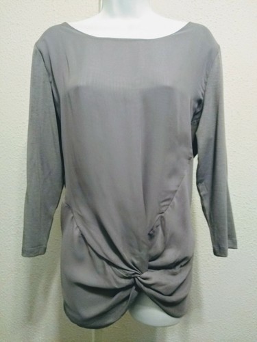 Nue Options Women's Gray Knit Shear Lined 3/4 Sleeve Rouch Pull Over ...