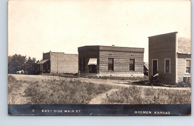 RPPC Real Photo Postcard Kansas Bremen East Side Main Street Posted ...