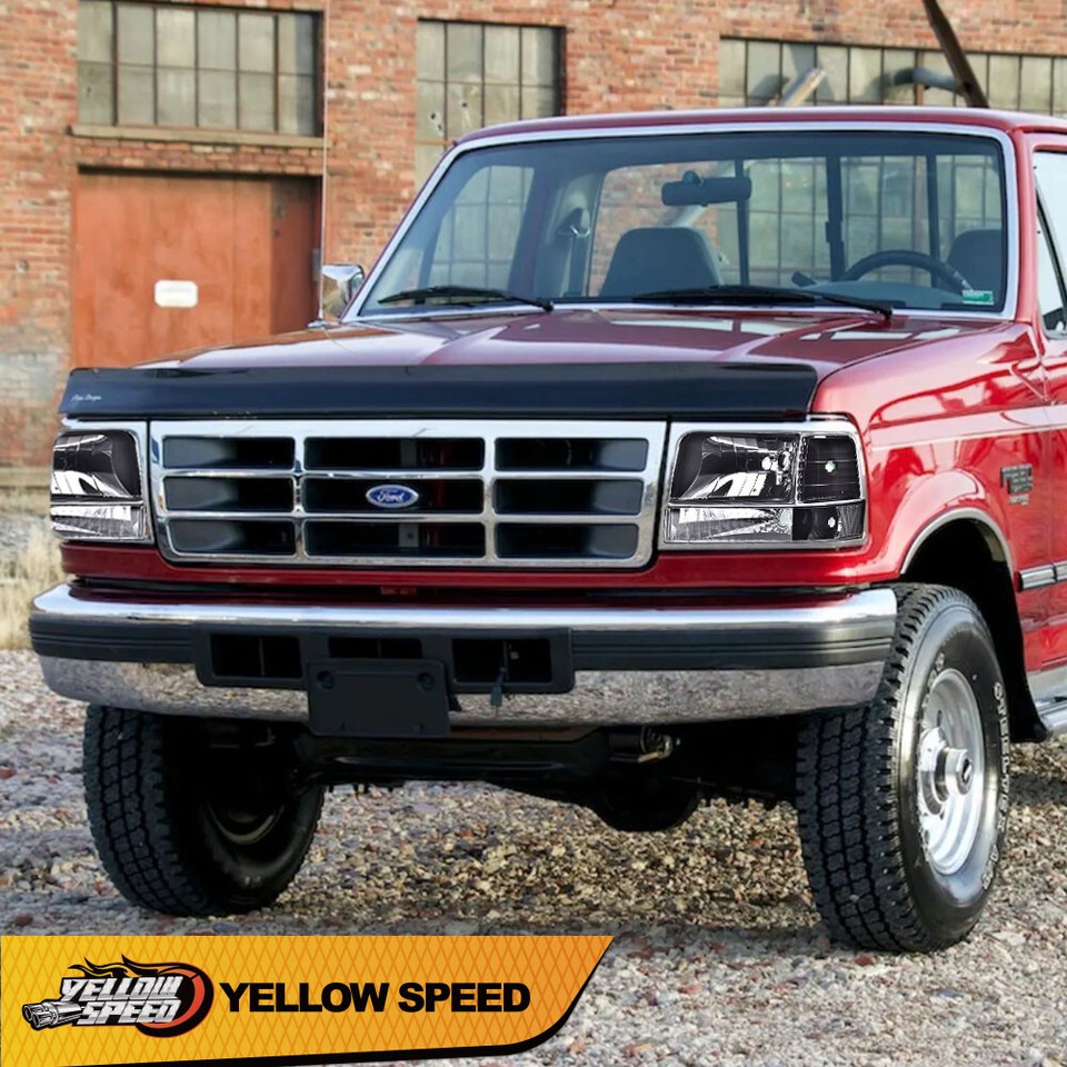 Headlights w/Corner Signal Bumper Lamps Fit For 92-96 Ford Bronco F150 ...
