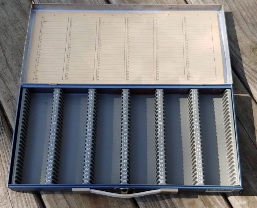 Vintage UNUSED NOS NIB Smith-Victor METAL SLIDE FILE Storage Box/Case ...