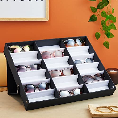 18 Slot Sunglasses Display Case Eyeglass Eyewear Storage Case for ...