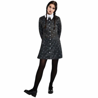 Wednesday Addams Family Gothic Halloween Fancy Dress Womens Costume | eBay