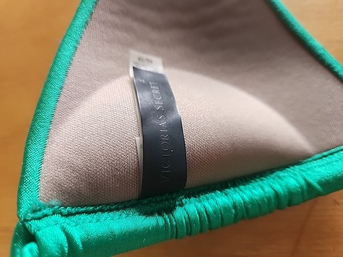 Victorias Secret Bikini Halter Padded Green Triangle Tie Top Logo ...