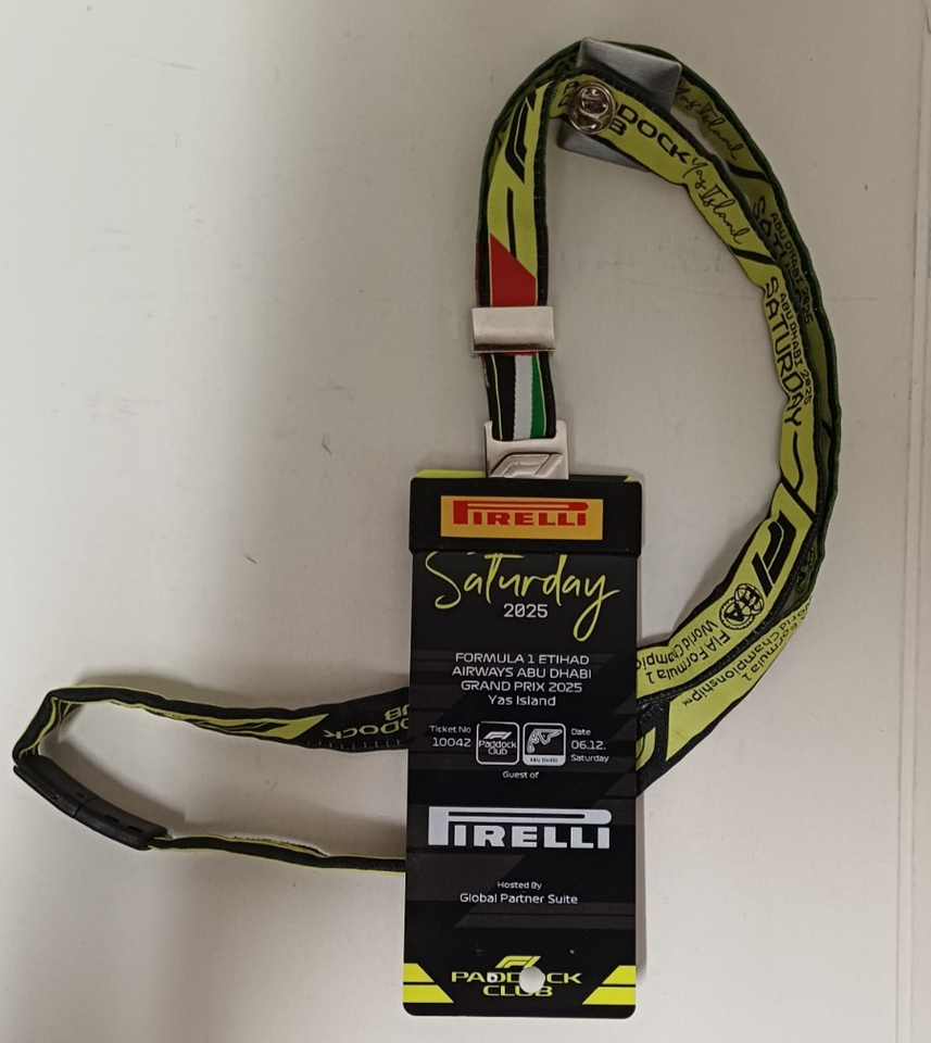 F1 Etihad Dhabi Dubai Grand Prix 2025 Paddock Club vip pass Pirelli | eBay
