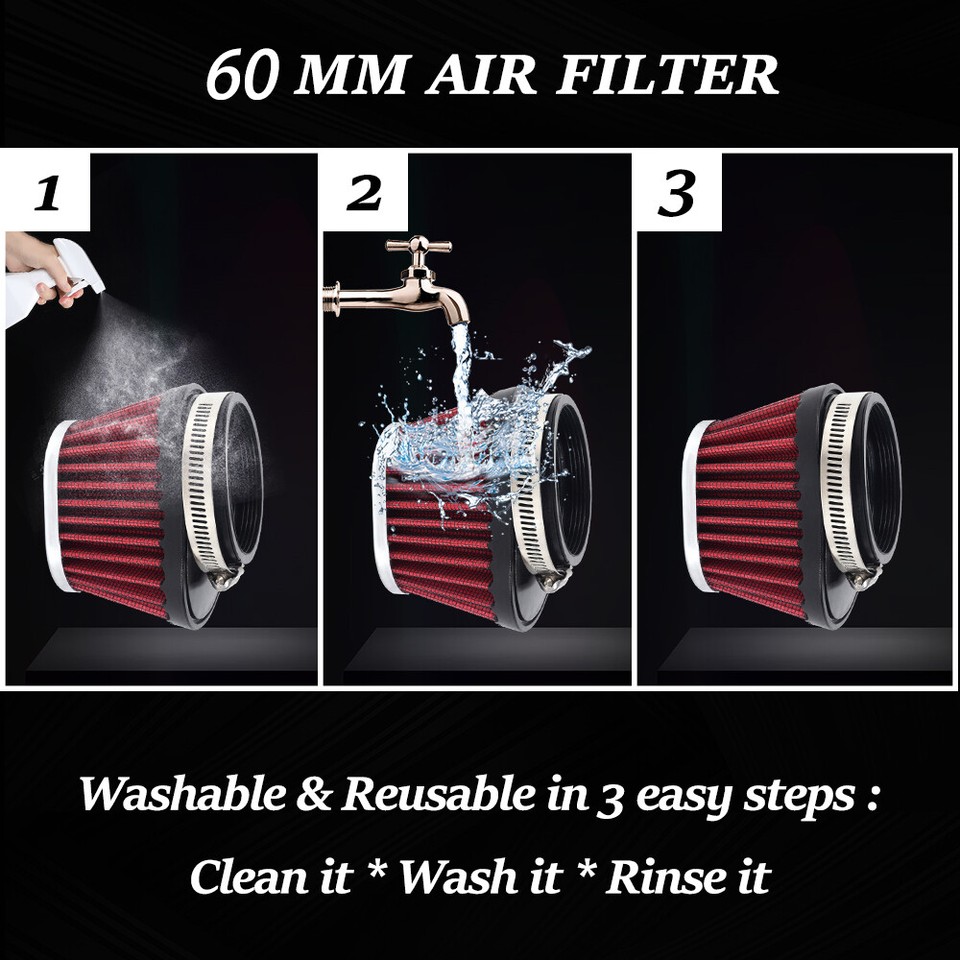 60mm Motorcycle High Flow Air Filter For Motocross Scooter Air Pods ...