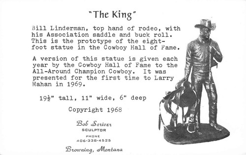 Vintage Postcard THE KING Bill Linderman Cowboy Hall of Fame statue ...