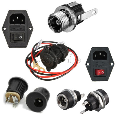 DC 022 Power Outlet Jack Socket Connector 5.5x2.1mm /3 in 1 Fuse 10A AC ...