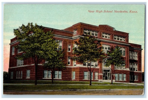 c1910's New High School Building Neodesha Kansas KS Unposted Antique ...