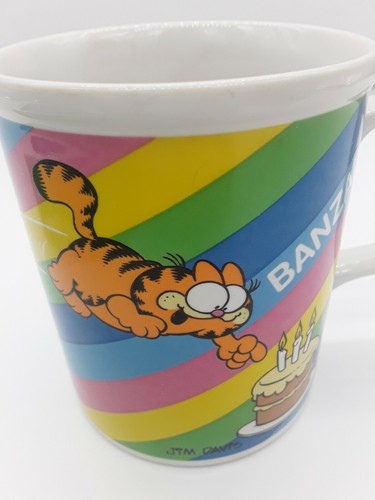 Vintage 1978 Garfield Banzai! Jumping on Birthday Cake by Jim Davis ...