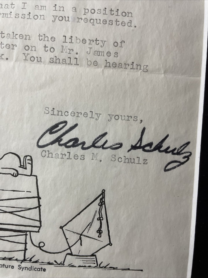 CHARLES SCHULZ autograph Typed LETTER peanuts Comic Strip Animation ...