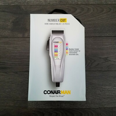 CONAIR Number Cut 20 Piece Haircut Home Clipper Kit Haircutting Color ...