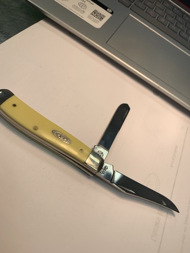 CASE XX KNIVES YELLOW SYNTHETIC MINI TRAPPER SS 3207 SS 2 X POCKET ...