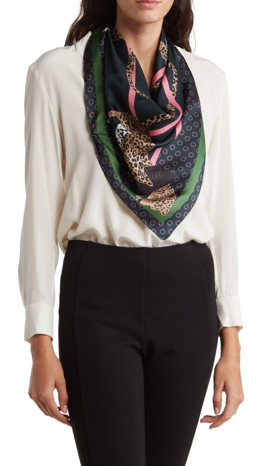 kate spade- Big Cat- Square Silk Scarf- Pine Grove- NWT- $98 | eBay