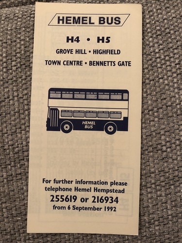 Route H4/5 Grove Hill - Bennetts Gate Hemel Bus Timetable Leaflet - Sep ...