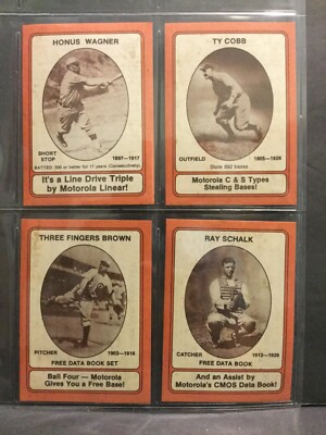 1976 Motorola Old Timers 4 Different - Honus Wagner, Ty Cobb, Ray ...