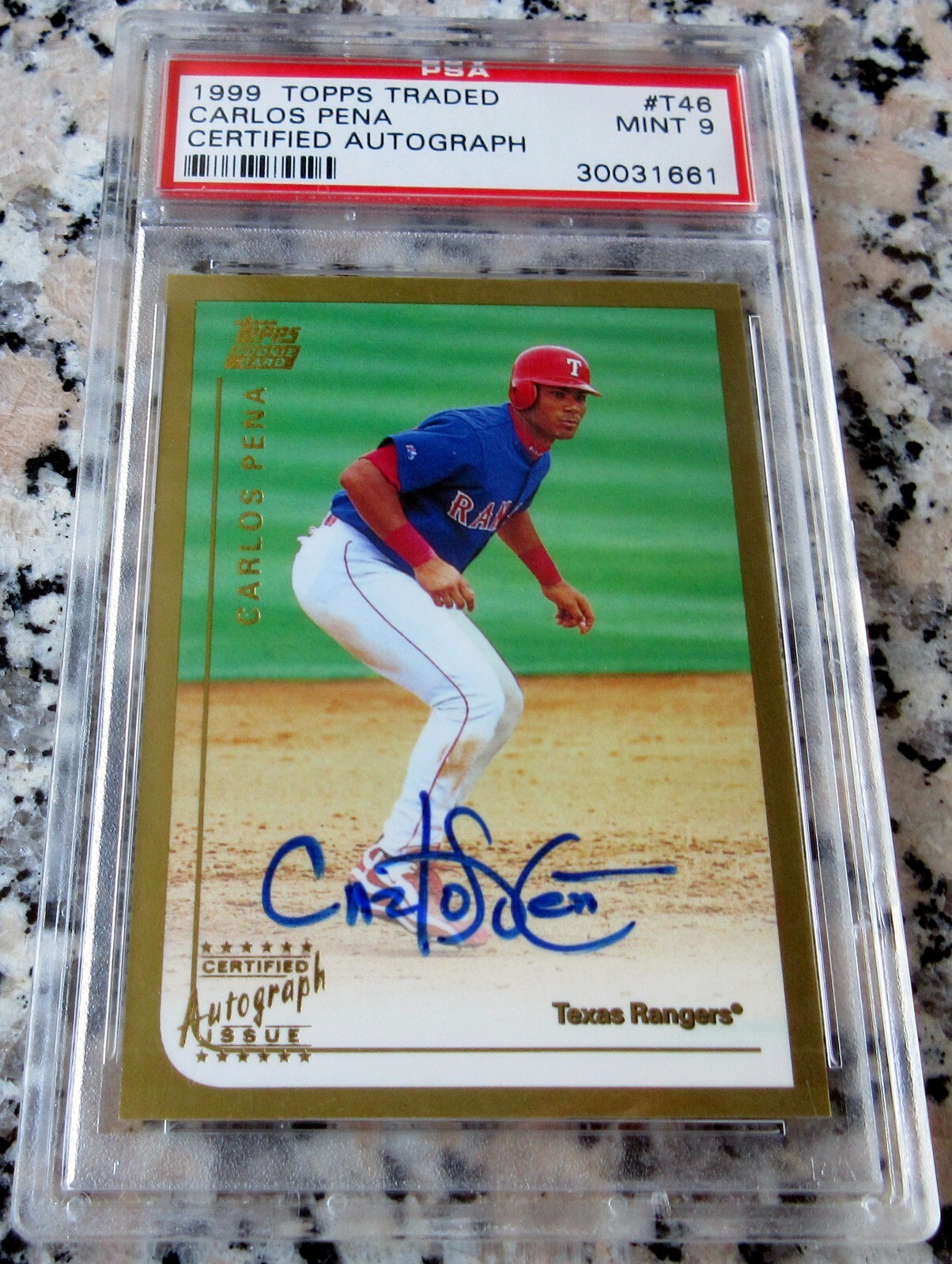 CARLOS PENA 1999 Topps Traded #1 Draft Pick AUTO Rookie Card RC PSA 9 ...