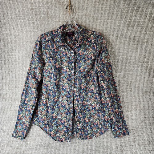 J.Crew Liberty Fabric Floral Blouse Womens 4 Blue AB962 Long Sleeve ...