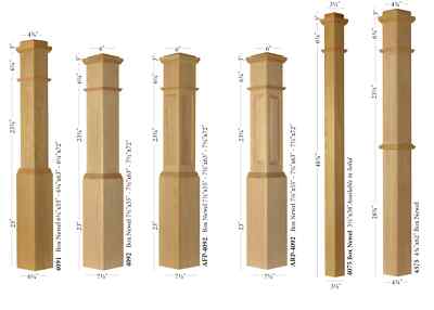 Red Oak Box Newel Post- For Stair Remodel Rail parts 4091 4092 4075 ...