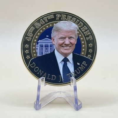 Donald Trump Challenge Coin Medallion in Acrylic Case 2025 45 & 47 | eBay