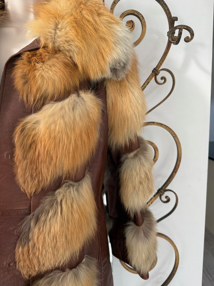 vintage 1970's red fox fur leather jacket size 10 | eBay UK