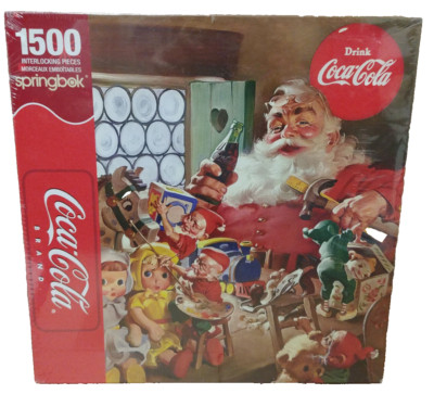 Springbok Coca Cola Santa's Workshop 1500 Piece Puzzle 2004 Coke 28" x ...