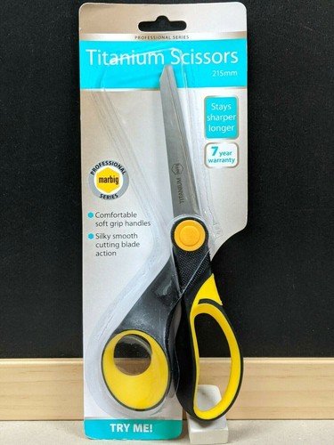 Marbig Office Professional Titanium Scissor 215mm Yellow Comfort Grip ...
