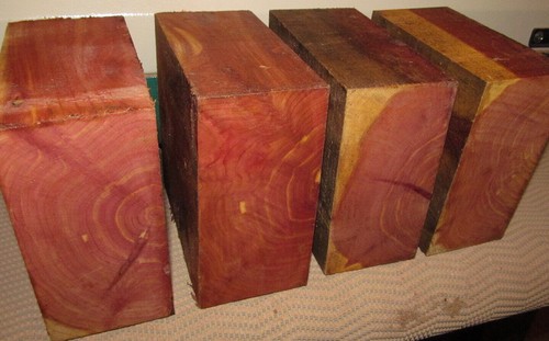 FOUR EASTERN RED CEDAR BOWL BLANKS LUMBER LATHE WOOD TURNING 6" X 6" X ...