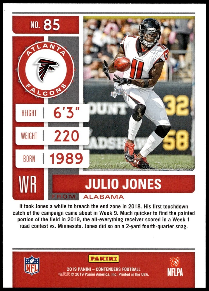 2019 Panini Contenders Julio Jones Card #85 | eBay