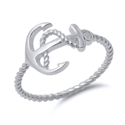 Women Sterling Silver Anchor Rope Design Band Ring / Free Gift Box | eBay