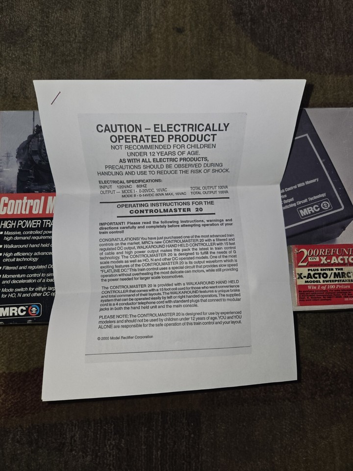 MRC AA444 G / HO / N Control Master 20 High Power Train Controller ...