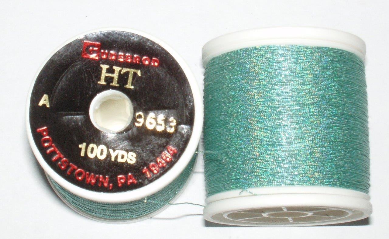 2 SPOOLS GUDEBROD METALLIC LIGHT BLUE # 9653 ROD WINDING THREAD SIZE D ...