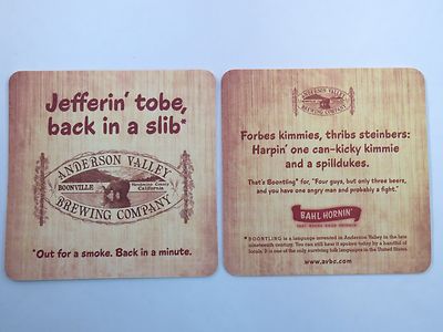 Beer Coaster ~ ANDERSON VALLEY Brewing ~ Boonville, CALIFORNIA ~ Bahl ...