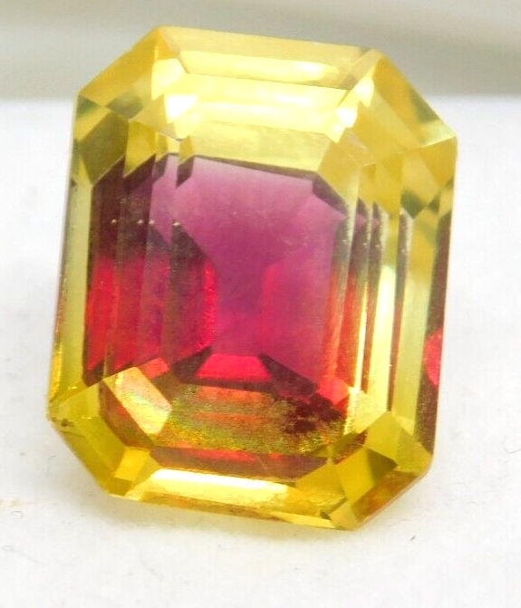 11.15Ct Certified Natural Bi-Color Pitambari Sapphire Emerald Cut Loose ...