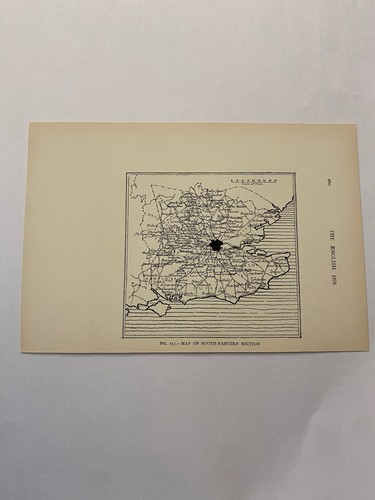 Map of Southeastern England Old Coaching Roads Highway Inns c. 1926 ...